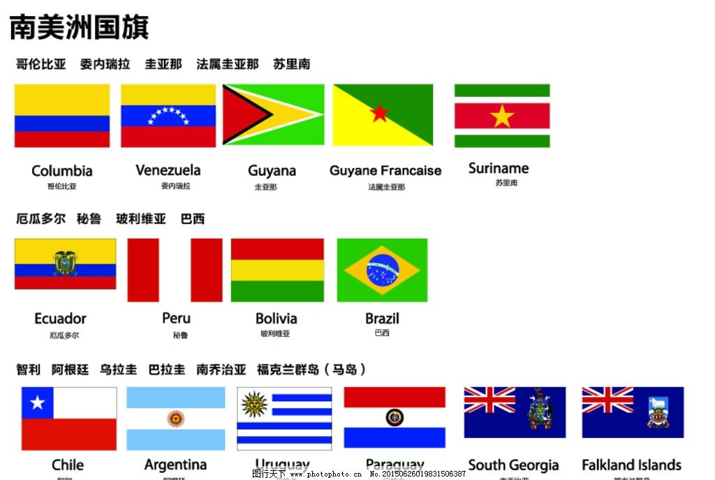 南美洲国家国旗图片_公共标识标志_标志图标_图行天下图库